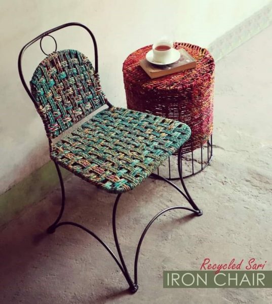 Recycled Saree Iron Chair - BeshiDeshi