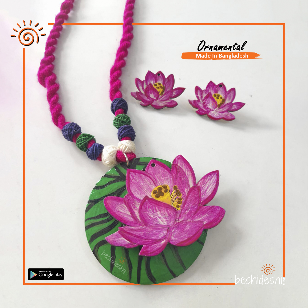 Hand Painted Wooden Jewelry Set - BeshiDeshi