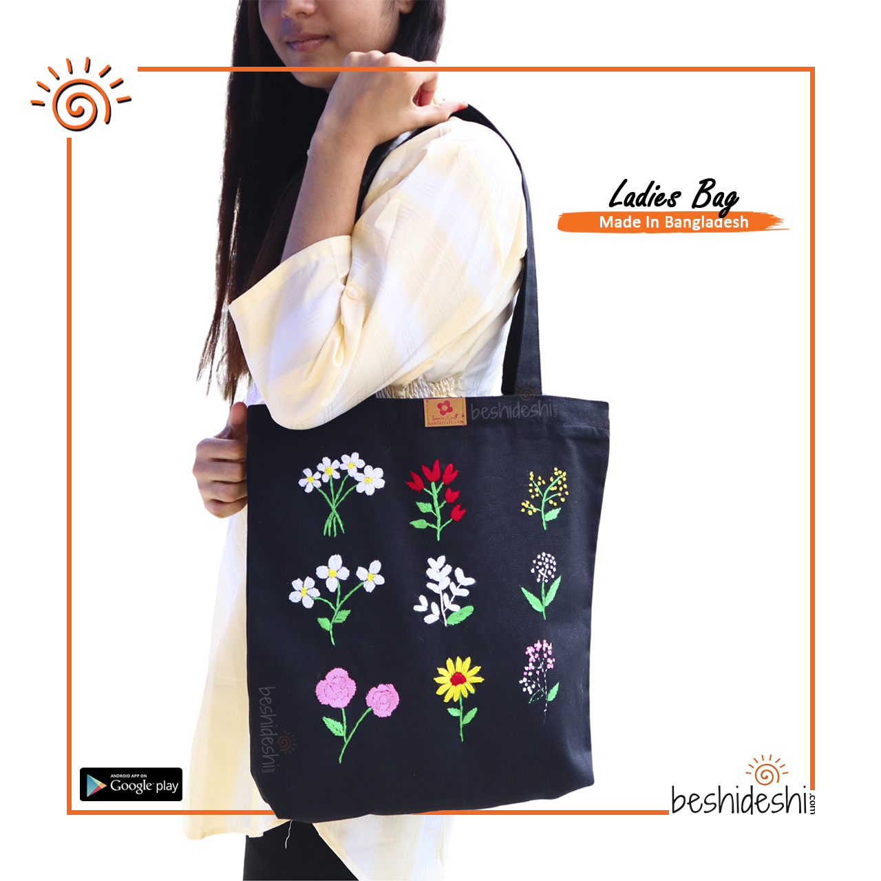 Hand Embroidery Tote Bag - BeshiDeshi