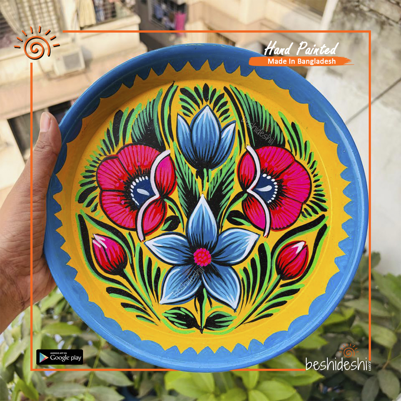 Rickshaw Painted Plate - BeshiDeshi