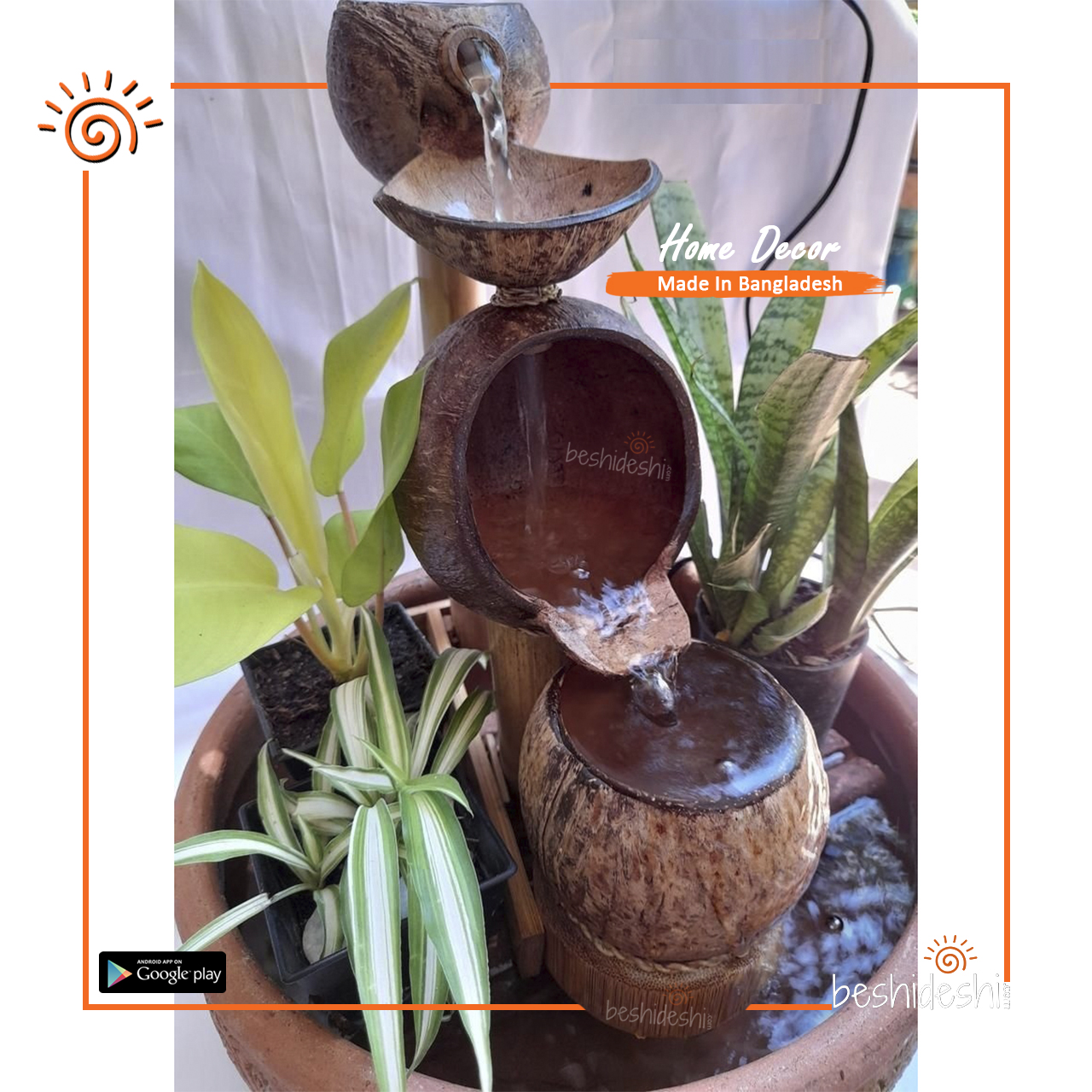Hand Made Coconut Shell Fountain - BeshiDeshi