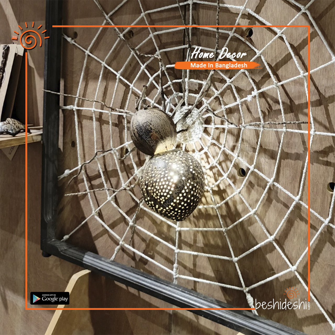 Coconut Shell Spider Lamp - BeshiDeshi